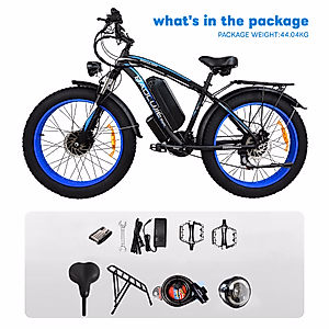 COJMOYOV 2000W Electric Bike with 20AhRemovable Battery 26"×4"Fat Tire Ebike for Adults 35MPH 80MilesElectric Bicycles with 21Speed Cruise Control Lockable Front Suspension Hydraulic Disc Brake (Blue)