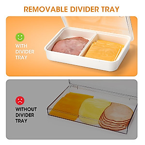 AIEVE Ham and Cheese Container for Fridge, Deli Meat Container for Fridge, Silicone Sealed Lunch Meat Storage Container for Fridge with Clear Lids, 8.86 Inches Long