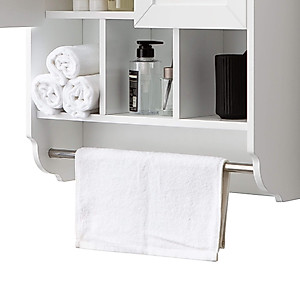 VANIRROR White Bathroom Wall Cabinet with Towel Bar,Wooden Medicine Cabinet Adjustable Shelves,23x32 Inch Kitchen Cabinet,Over Toilet Storage Cabinet for Bathroom,Kitchen,Laundry