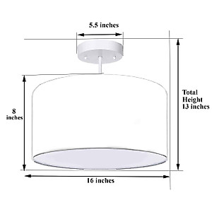 Firefly Home & Kids Lighting Jungle Animals Semi Flush Mount Light Fixture 3-Light, Fabric Shade with Acrylic Diffuser, 16" W x 13" H, Nursery Room, Children's Bedroom, Kids Bedroom, Playroom