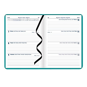 Letts of London Dazzle Academic Weekly Planner, August 2023 to July 2024, Week-to-View, Sewn Binding, Multilingual, A5 Size, 8.25" x 5.875", Turquoise (C030613-24)