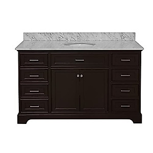 Kitchen Bath Collection Aria 60-inch Single Bathroom Vanity (Chocolate/Carrara): Includes Chocolate Cabinet with Authentic Italian Carrara Marble Countertop and White Ceramic Sink