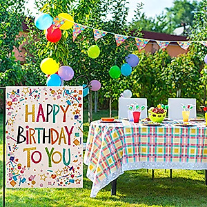 Happy Birthday Garden Flag Vertical Double Sided Welcome Farmhouse Burlap Yard Outdoor Décor Gift Flag 12.5x18 Inch