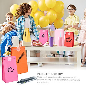 Shindel 36PCS Paper Teat Bags, Colorful Gift Bags with Stickers Party Favor Treat Bags Goodie Bags for Birthdays Baby Showers Crafts Wedding