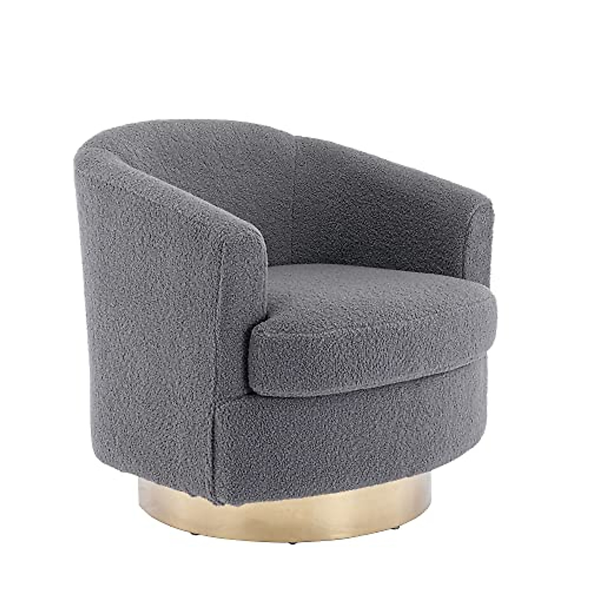 HomSof 30.7''W Boucle Swivel Accent Barrel Modern Comfy Sofa with Gold Stainless Steel Base 360 Degree Club Arm Chair for Nursery Bedroom Living Room Lounge Hotel, Gray