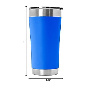 Tempercraft 20 oz Vacuum Insulated Tumbler w/Lid and Laser Engraved Customization Options - Stainless Steel, Double-Walled Travel Mug (Blue)