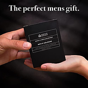 Scented Candles for Men | Men's Cologne, Amber Sandalwood Scent | Wood Wick, Long Lasting, Masculine Scents | Natural Soy Jar Candle for Home, Mancave & Bacehlor Pad | The Perfect Mens Gift