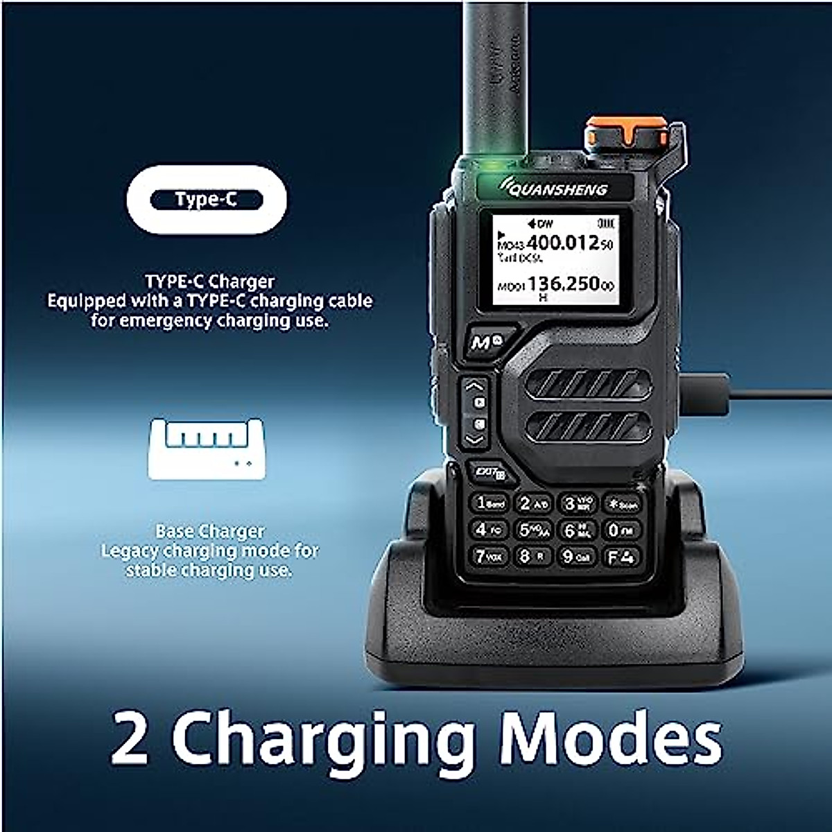 QUANSHENG UV-K5 Walkie Talkie Dual Band 5W Rechargeable Two Way Radio NOAA Emergency Weather Receiver with Type-C Charging Cable, Headset (Black 1 Pack)