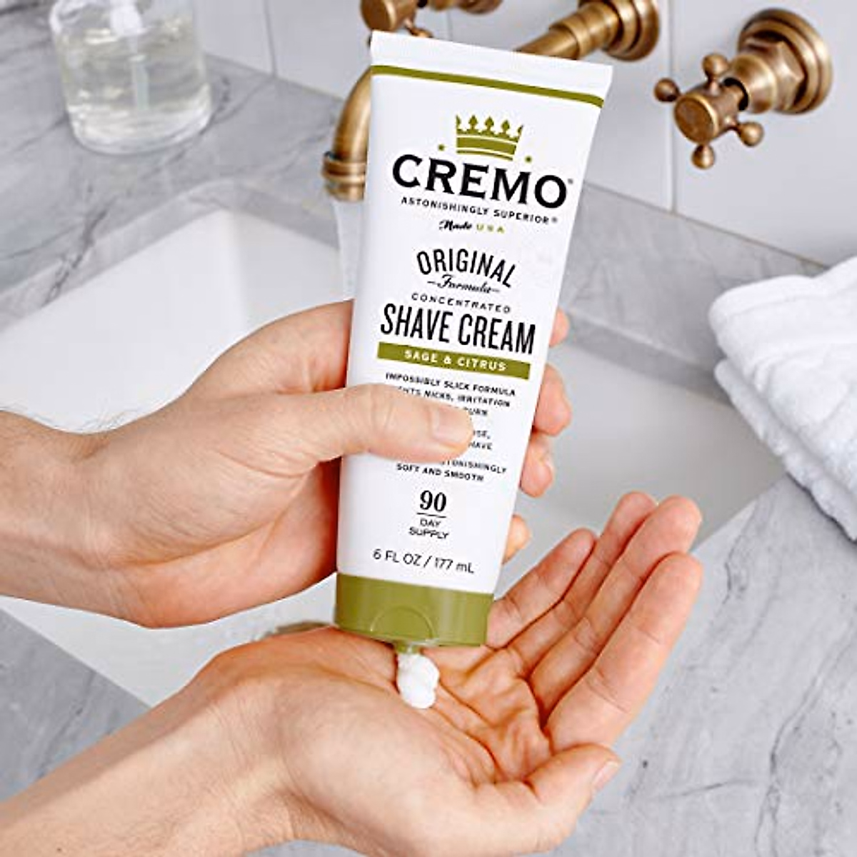 Cremo Barber Grade Sage & Citrus Shave Cream, Astonishingly Superior Ultra-Slick Shaving Cream Fights Nicks, Cuts and Razor Burn, 6 Fl Oz (2 Pack)
