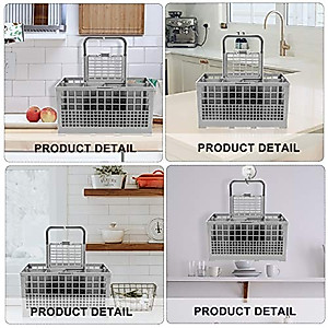 SOLUSTRE Utensil Drain Basket Cutlery Drying Rack Plastic Chopsticks Utensil Sponge Holder Divided Sink Dishwasher Rack Drainer Caddy with Handle for Soap Dishwashing Liquid Drainer