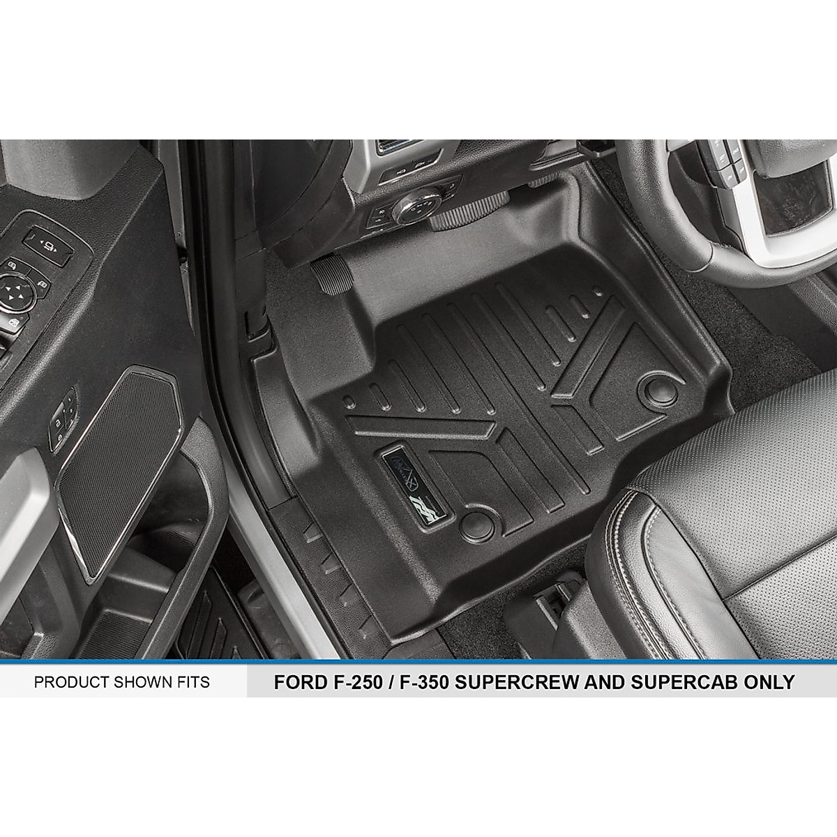 MAXLINER Custom Fit Floor Mats 1st Row Liner Set Black Compatible with 2017-2022 Ford F-250/F-350 Super Duty Crew Cab or SuperCab