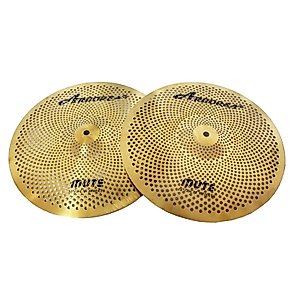 Arborea Low Volume Hi Hat Cymbals 14 inches Practice Hi Hats Cymbal Set Golden Silent High Hat Cymbals For Drums