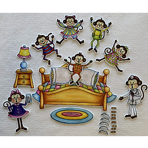 Five Little Monkeys Jumping On The Bed Felts Flannel Board Story 26 pieces PRECUT plus 6 coloring/activity pages lesson suggestions