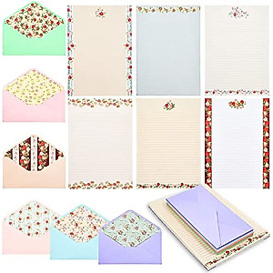 Paper Junkie 60 Sheets Vintage Floral Stationary with 30 Envelopes, Letter Writing Paper for Poems, Thank You Notes, Pen Pal, Scrapbook, Calligraphy (6 Designs, 10.2 x 7.25 In)