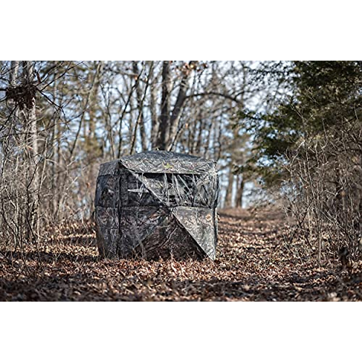 Browning Eclipse Tent Hunting Blind Featuring 360 Degree Windows with Silent Open, Durable Fiberglass Poles, Gear Pockets, and Brush Loops for Extra Concealment, Mossy Oak Country DNA