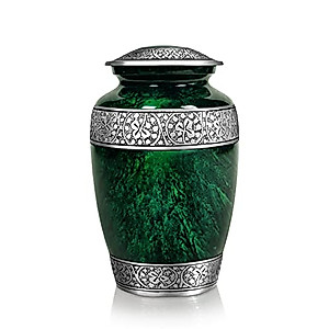 SmartChoice Cremation Urn for Human Ashes – Handcrafted Funeral Memorial Urn Green (Adult)