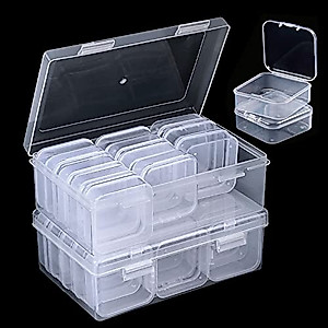 Qeirudu 30 Pcs Small Plastic Storage Containers with Hinged Lids - Clear Bead Organizer Box Mini Storage Cases for Beads, Jewelry and Craft Supplies (2.17 x 2.17 x 0.79 Inch)