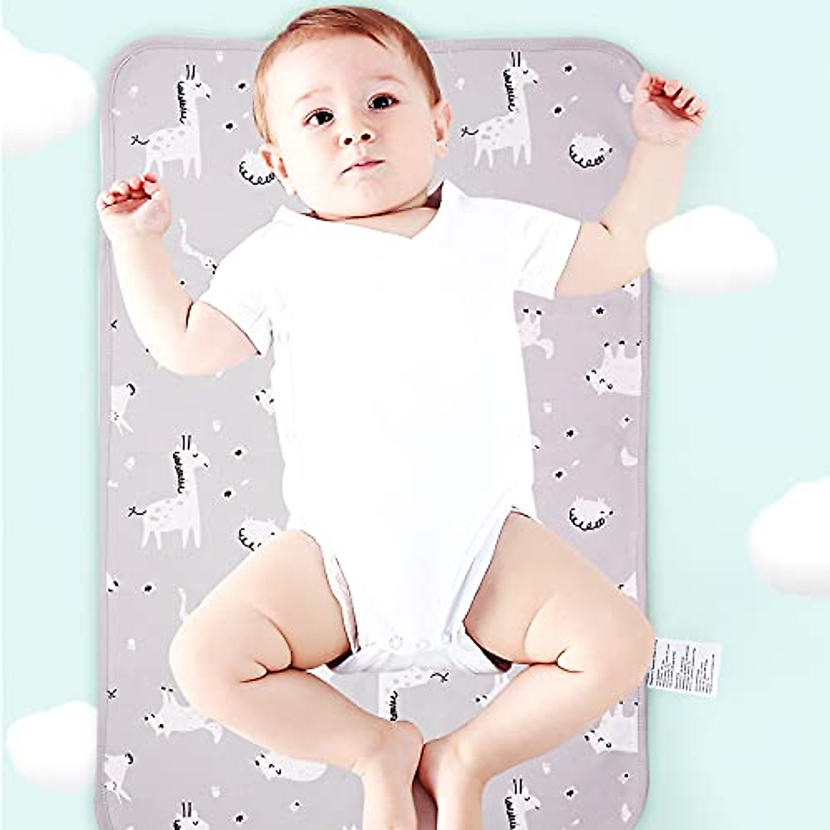 SWESEN 2 Pack Diaper Changing Pad Liners Waterproof, Portable Baby Changing Mat for Newborn Boy Girls, Soft Washable and Reusable, 20" x 28", White Bear