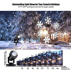 Christmas Projector Lights Outdoor, Led Snowflake Projector Lights Waterproof Plug in Moving Effect Wall Mountable Snowfall Lights for Christmas Holiday New Year Indoor Home Party Decoration Show
