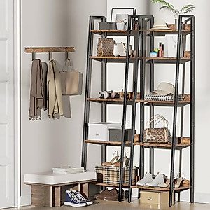Homedawn 5-Tier Corner Shelf & 5-Tier Ladder Shelf with Steel Frame