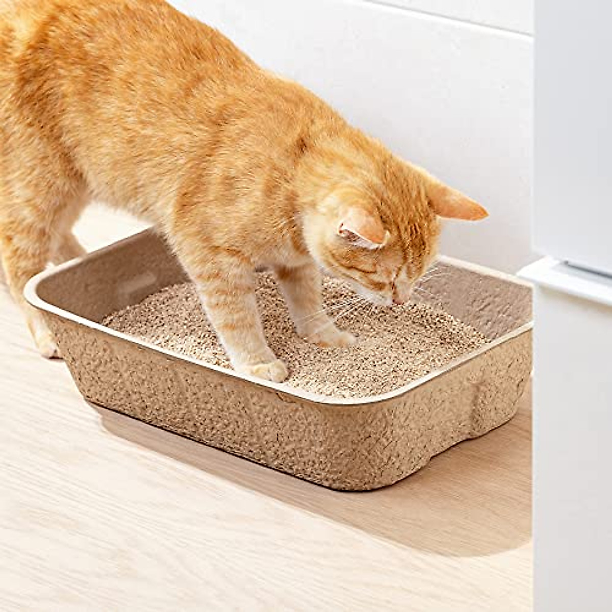 Navaris Disposable Cat Litter Trays (Pack of 5) - Cardboard Liner Tray for Cats Made of 100% Paper - Use Alone or As Box Liners - 15.9" x 11.8"