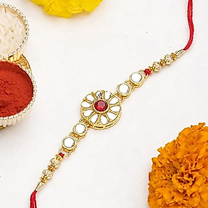 Kamla Sellers Raksha Bhandan Handmade Rakhi Bracelet With Stone Work Kundan Design Rakhi For Brother Bhaiya Celebration Hindu Festival of Rakshabandhan