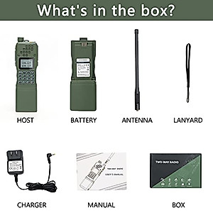 Baofeng AR-15210W High Power Ham Radio Portable Tactical Two Way Radio Long Range Walkie Talkie 12000mAh Battery Full Kits (Green)