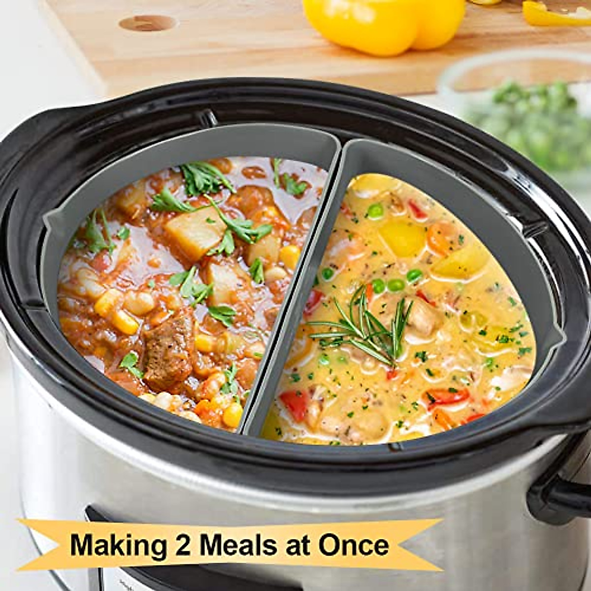 YQL Silicone Slow Cooker Liner, Slow Cooker Divider Liner Fit for Crockpot & Hamilton Beach 6-7QT Reusable Slow Cooker Liner for Most 6 Quart Slow Cooker(Upgraded Thick)