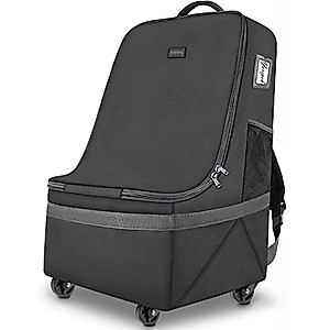Car Seat Travel Bag with Wheels, Padded Car Seats Backpack, Large Durable Carseat Travel Bag for Airplane, Airport Gate Check Bag, Carseat Cover Bag with Padded Shoulder Strap, Gift for New Parents