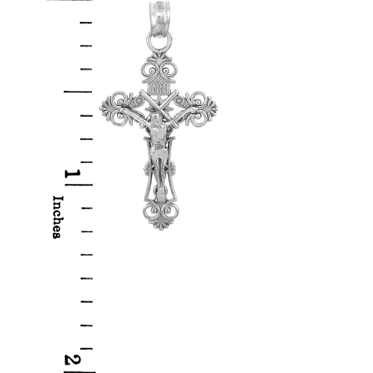 925 Sterling Inri Filigree Silver Crucifix Pendant