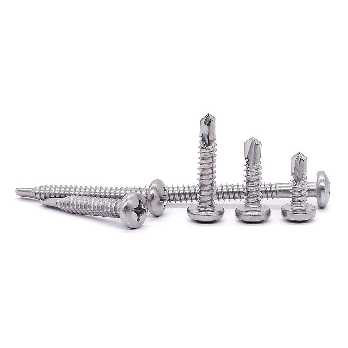 #6 x 1/2" Pan Head Self Drilling Screws, Phillips Drive, 410 Stainless Steel Sheet Metal Screws,Self Tapping, Dovetail, Pack of 100