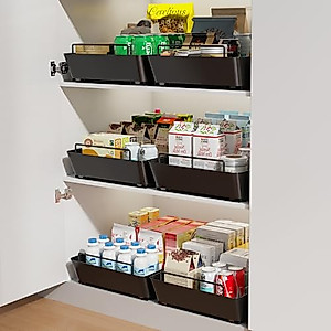 Sicamin 2 Pack Peel and Stick Pull Out Drawers for Cabinets, Adhesive Slide Out Drawers for Kitchen Cabinets Organizer, No Hardware Sliding Shelves Pantry Storage, 11.8”W x 16.5”D x 4.52" H, Black