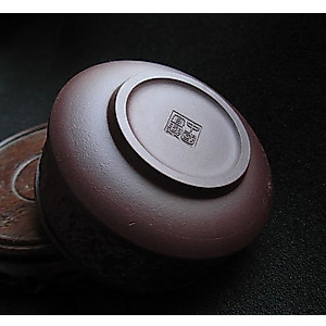 Yxhupot 2pcs Teacup 80ml Chinese Yixing Clay Zisha Cup Fu Luck Happy (dark zini)