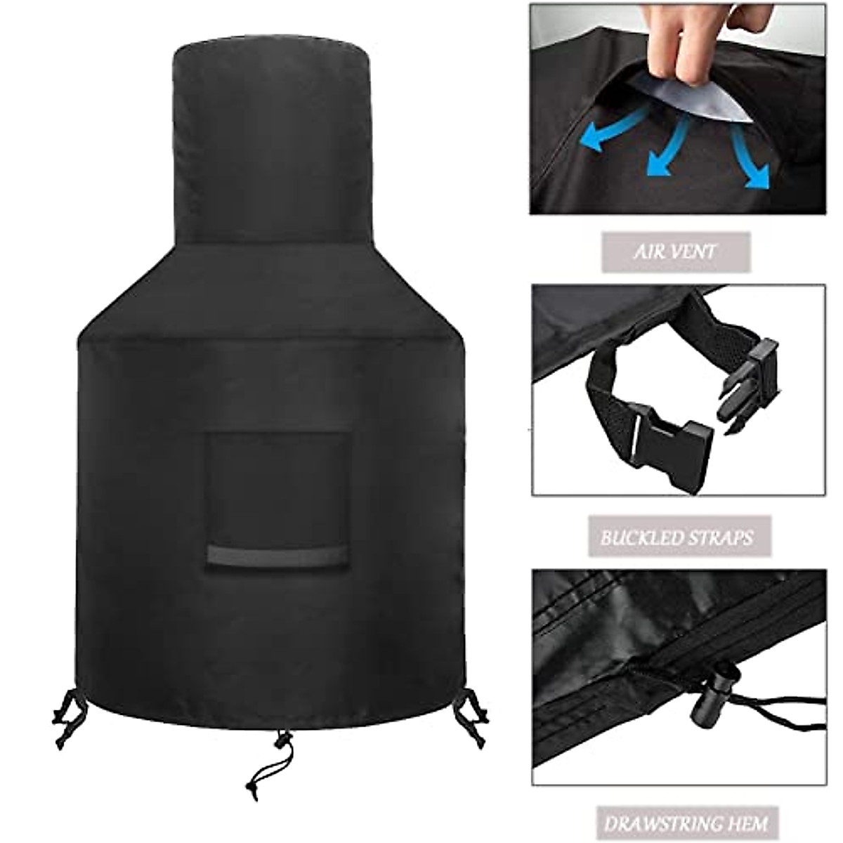 SIRUITON Outdoor Patio Chiminea Cover - Durable, Weather-Proof Chiminea Fire Pit Cover,Chiminea Defender (Black)