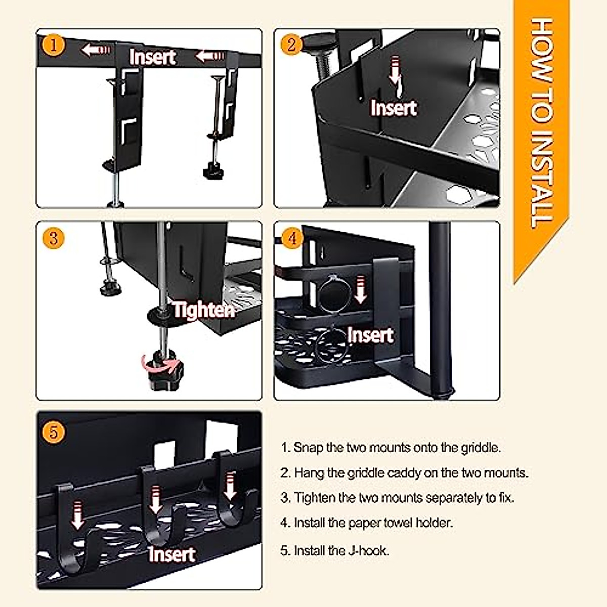 Griddle Caddy for 28"/36" Blackstone Griddles - Grill Caddy Space Saving BBQ Accessories Storage Box with Paper Towel Holder, Griddle Accessories Organizer,Tool Free No Drill