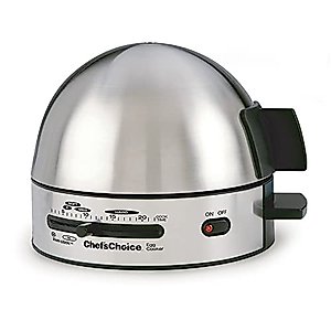 Chef'sChoice 810 Gourmet Egg Cooker with 7 Egg Capacity Makes Soft Medium Hard Boiled and Poached Eggs Features Electronic Timer Audible Ready Signal Nonstick Stainless Steel Design, 7-Eggs, Silver