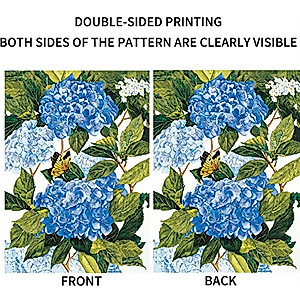 LAYOER Garden flag 12.5 x 18 inches Blue Hydrangeas Butterfly Summer Spring Flowers