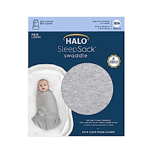 HALO 3.0 BassiNest Swivel Sleeper and 100% Cotton Sleepsack Swaddle, Heather Grey, Small (Bundle)
