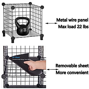 ANWBROAD Wire Cube Storage Organizer, 9 Cube Metal Grid, Wire Shelves Organizer, C grids Panels, Closet Organizer Shelves, Ideal for Bedroom Living Room Office 11.8” x 11.8” Black ULWT009B