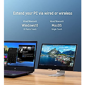 4K Portable Monitor Touchscreen Automatic Rotate 17.3 Inch UHD 3840x2160 Wireless Display Airplay Miracast Monitor for Phone HDMI USB C Monitor Vesa Mount HD Laptop Display (Battery Monitor)