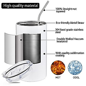 JYLJINGYULI 6pcs 12 oz Sublimation Tumblers Blanks, 12oz Sublimation Tumbler Cups Blank for Kids Bulk, Straight Skinny Insulated Cup Stainless Steel Water Bottle with Lid and Straw for Craft DIY