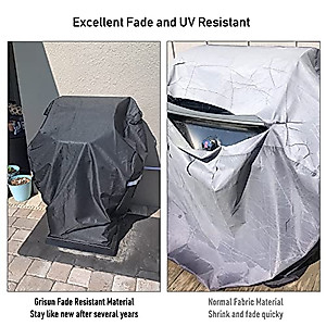 Grisun Grill Cover 32 Inch, Waterproof Anti-Fade 2 Burner Gas Grill Cover for Weber, Char-Broil, Nexgrill, KitchenAid and More, 600D Fabric for All Weather Protection, No Fading for 2 Years, Black