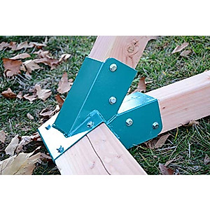 HANDYGO Swing Set Brackets - Heavy Duty Steel Swing Kit, 2 DIY Wooden Swing Hardware Bracket, Playground Equipment Parts, with Mounting Accessories, for Outdoor Play, Green