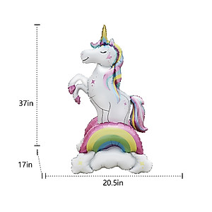 Generic Giant Standing Unicorn foil Balloon, 3D Magical Rainbow Cloud Unicorn Party Balloons, Girls Birthday Wedding Baby Shower Decorations Party Supplies (37inch)