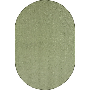 Joy Carpets Endurance Solid Colored Area Rug in Color Sage, 6' x 9' Oval
