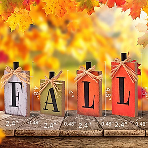 Ovootok Fall Decorations for Home, 4 Pcs Rustic Farmhouse Home Decor Signs, FALL Centerpieces for Tables, Autumn Decor Sign Block Set for Thanksgiving Party Harvest Kitchen Tiered Tray Mantel (4