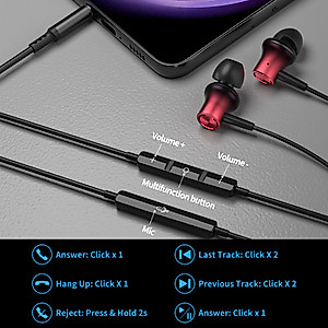 3.5mm Jack Earbuds Magnetic Wired Earphone for Chromebook PC Laptop Computer Samsung Galaxy A25 A15 5G in-Ear Headphone Noise Canceling Corded Headset for Kindle Fire HD 10 8 Plus 7 Kids