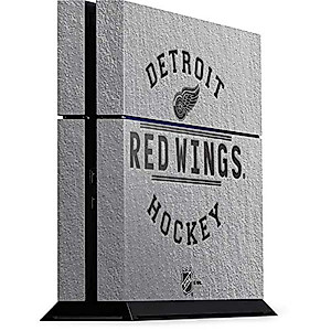 Skinit Decal Gaming Skin for PS4 Console - Officially Licensed NHL Detroit Red Wings Black Text Design