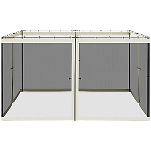 Outsunny 12' x 12' Universal Replacement Mesh Sidewall Netting for Patio Gazebos and Canopy Tents with Zippers, (Sidewall Only), Cream