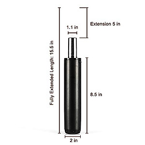 Oak Leaf Office Chair Gas Lift Cylinder Replacement, Pneumatic Shock Heavy Duty (450 lbs) Office Chair Parts & Universal Size, 5'' Stroke, Black